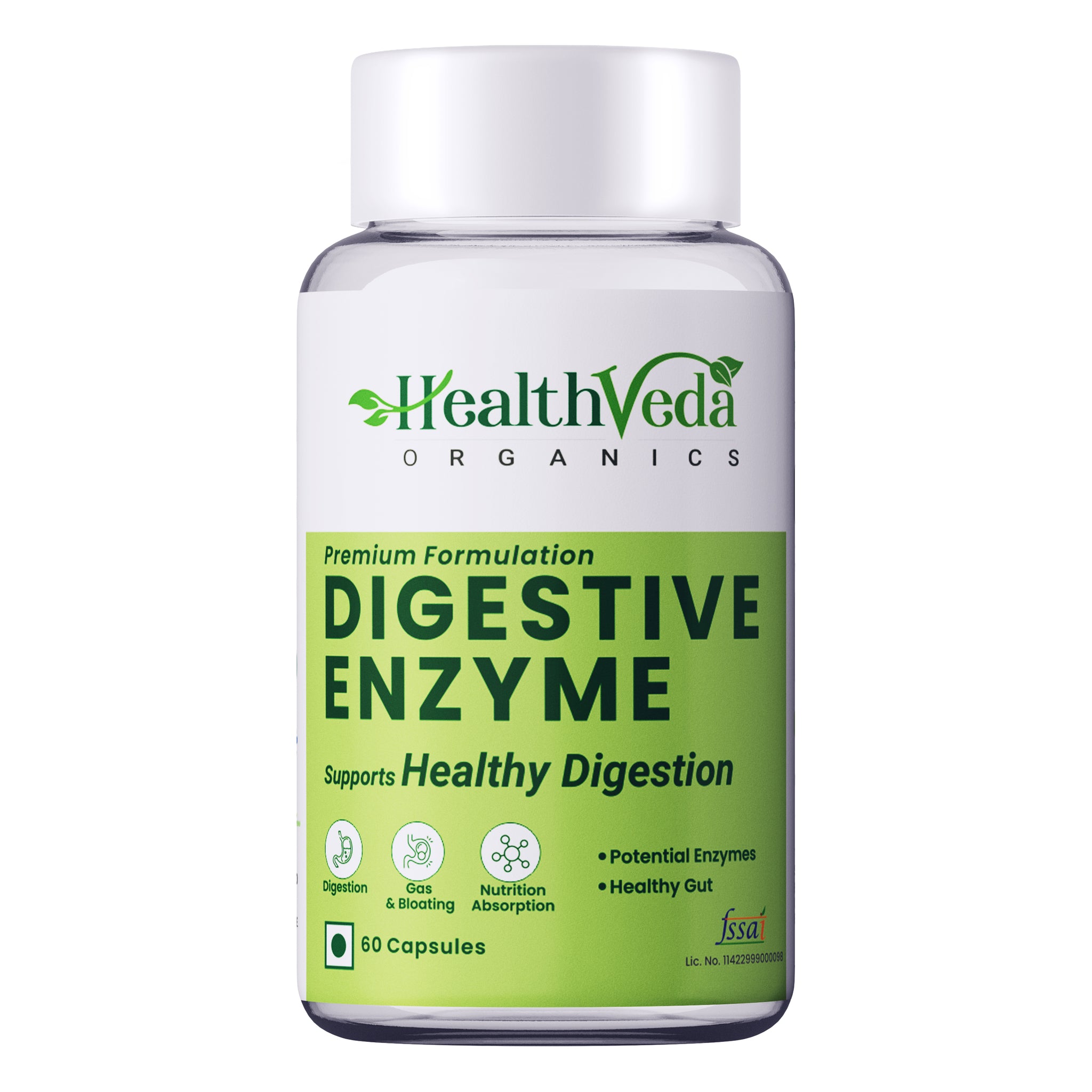 Health Veda Organics Digestive Enzymes 375 mg Capsules for Healthy ...